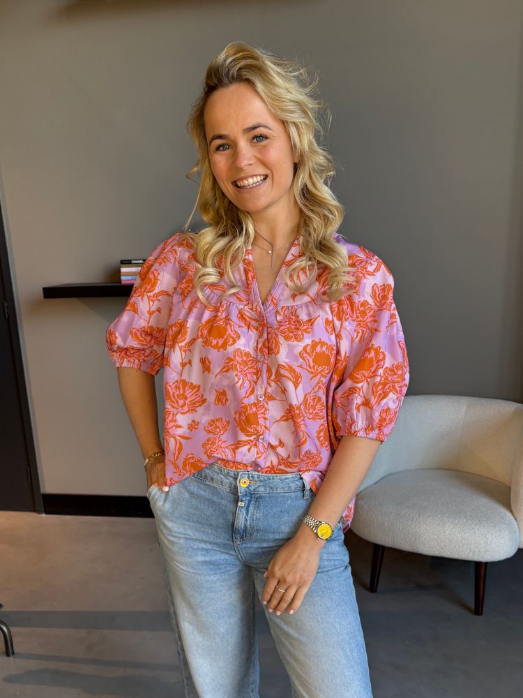 Flower blouse Amy van Frenkie the label in de kleur lila - Studio Jill